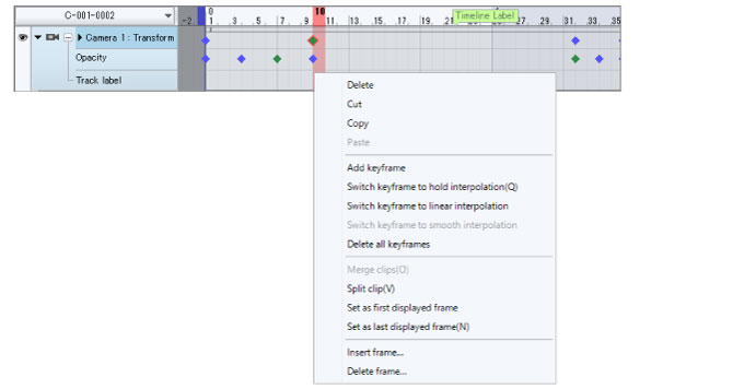 CLIP STUDIO PAINT Instruction manual - How to edit keyframes using the menu